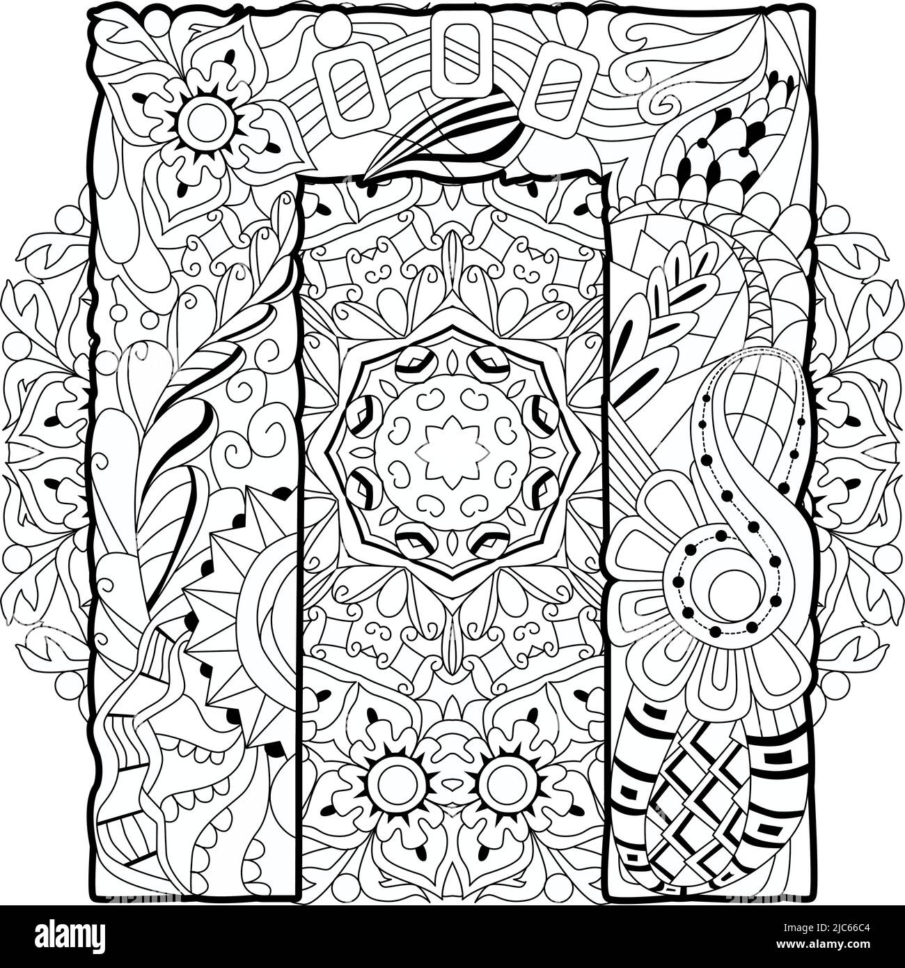 Hand-painted art design. Letter P cyrillic zentangle object on mandala ...