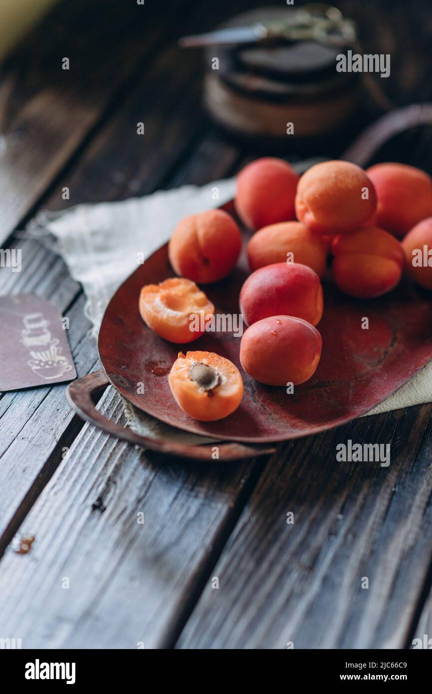 food photography in low key, fruits apricots vitamins, food for ...