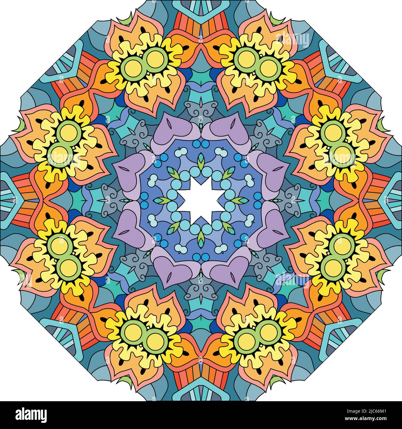 Decorative round ornament. Unusual flower shape. Oriental vector, Anti ...