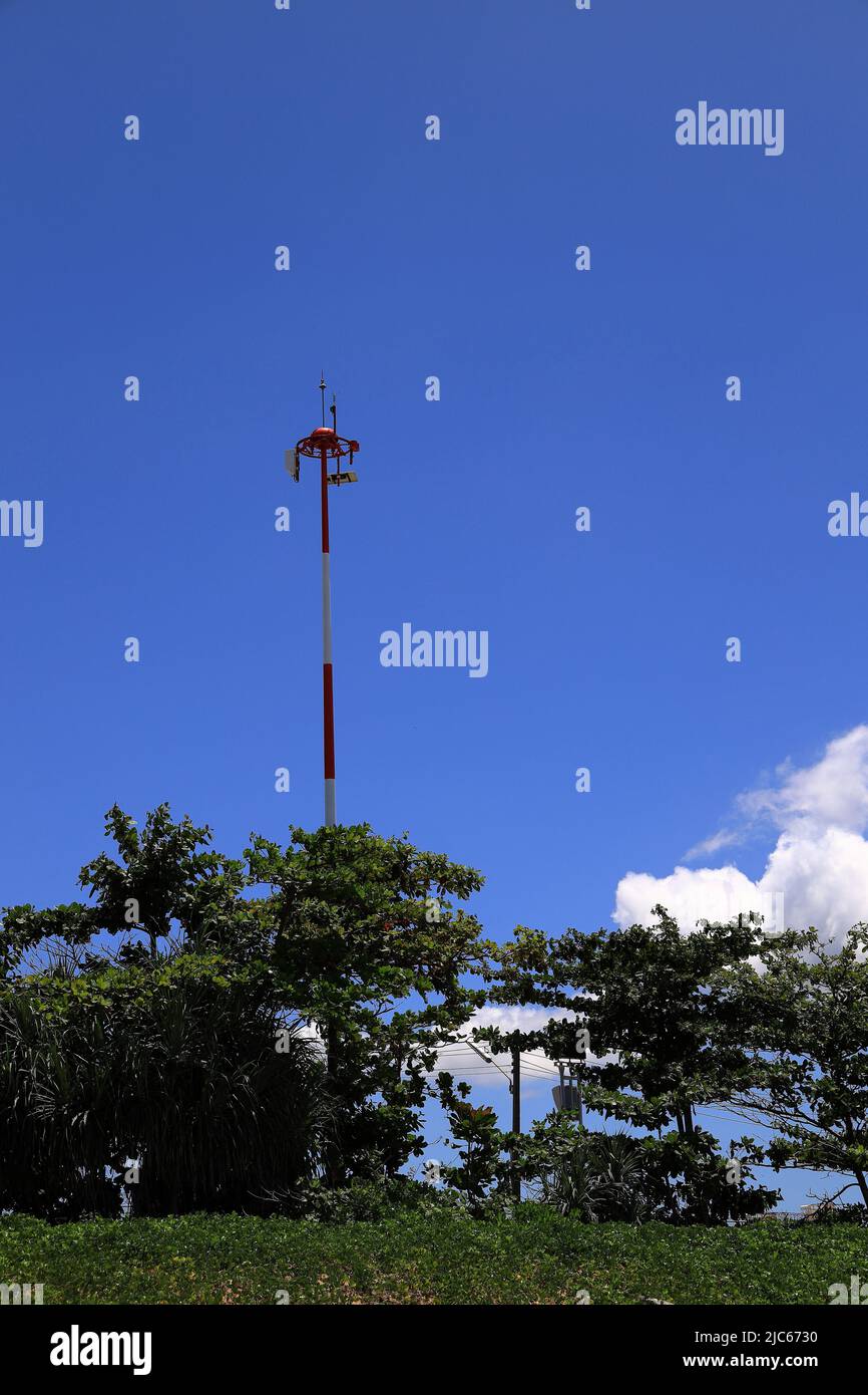 Aviation Navigation and safety equipment pole at modern airport with ...