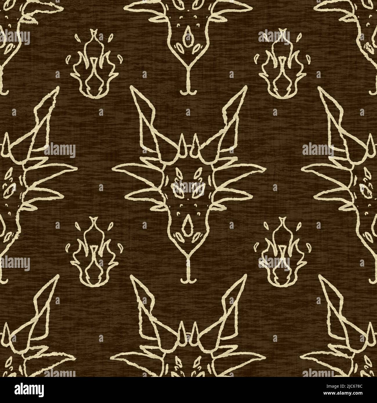 Dragon linen effect texture seamless pattern. Woven mythical beast for ...