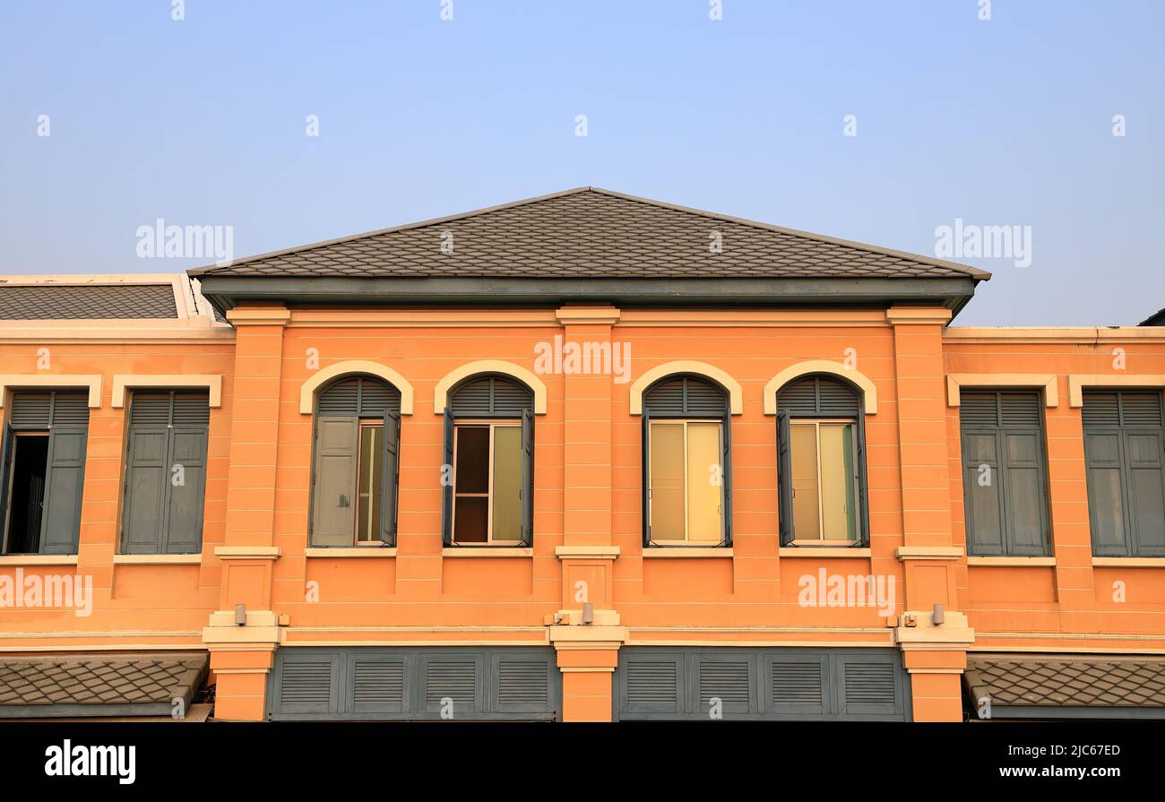 Vintage architecture building facade with beautiful windows detail ...