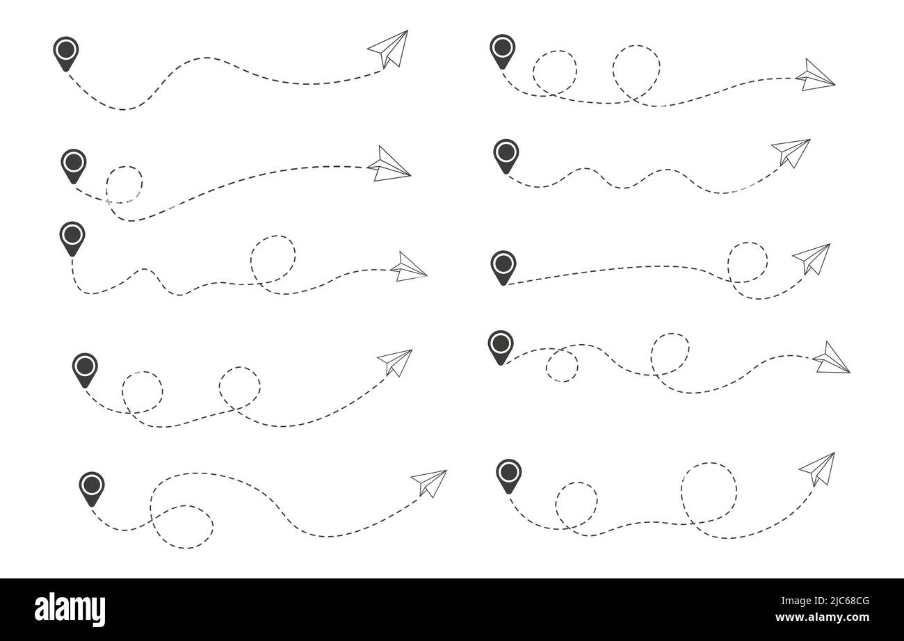 Set Of Dashed Line Airplane Route Stock Vector Image Art Alamy set-of-dashed-line-airplane-route-stock-vector-image-art-alamy