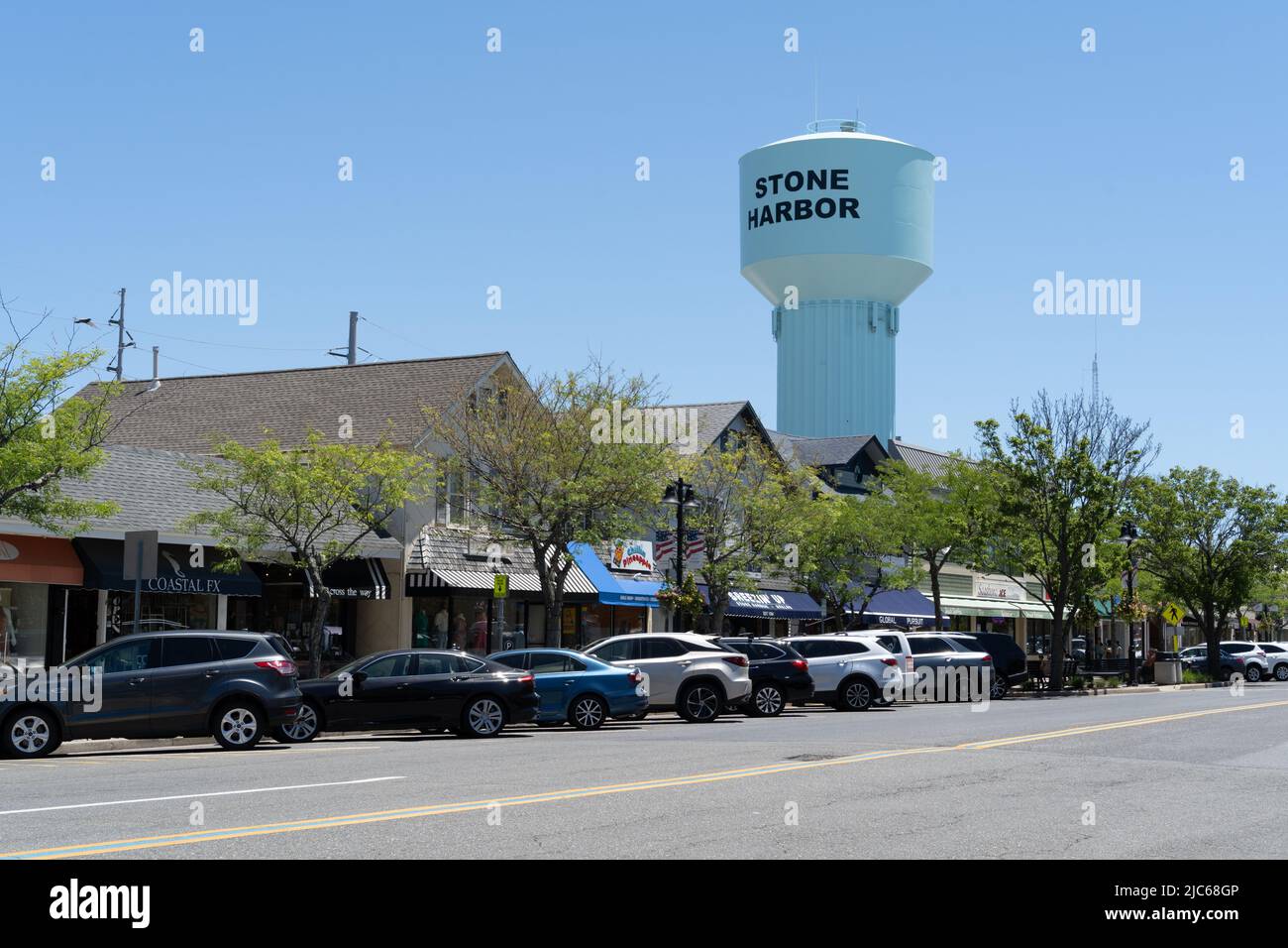 Stone Harbor, New Jersey- June ,6, 2022 The Stone Harbor water tower, a Jershey Shore Landmark ...