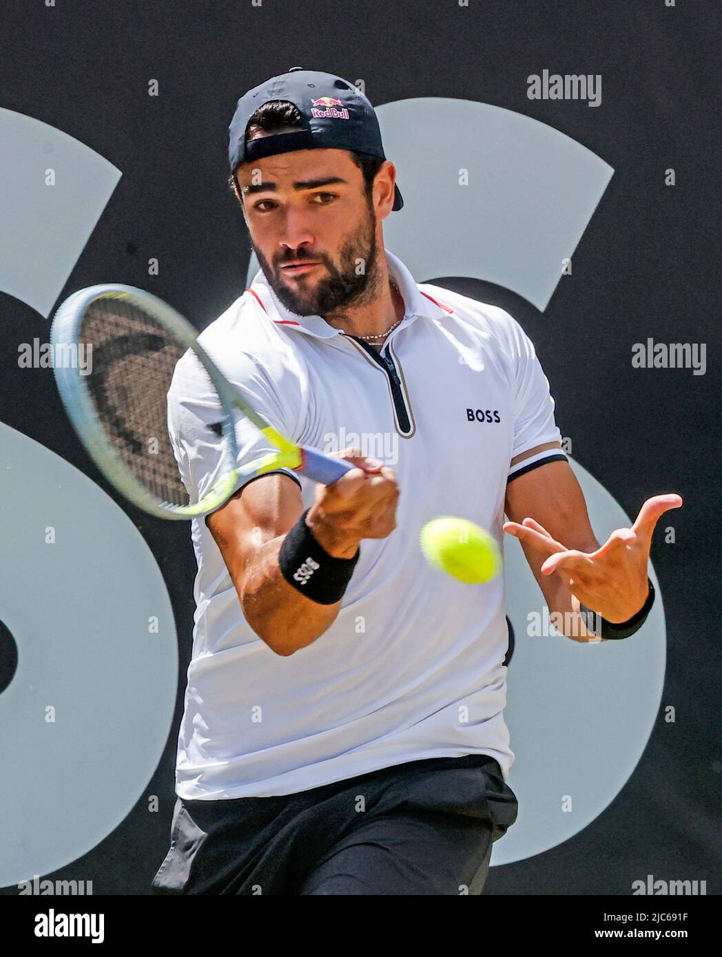 Stuttgart, Germany. 10th June, 2022. Matteo Berrettini of Italy hits a return during a men's ...