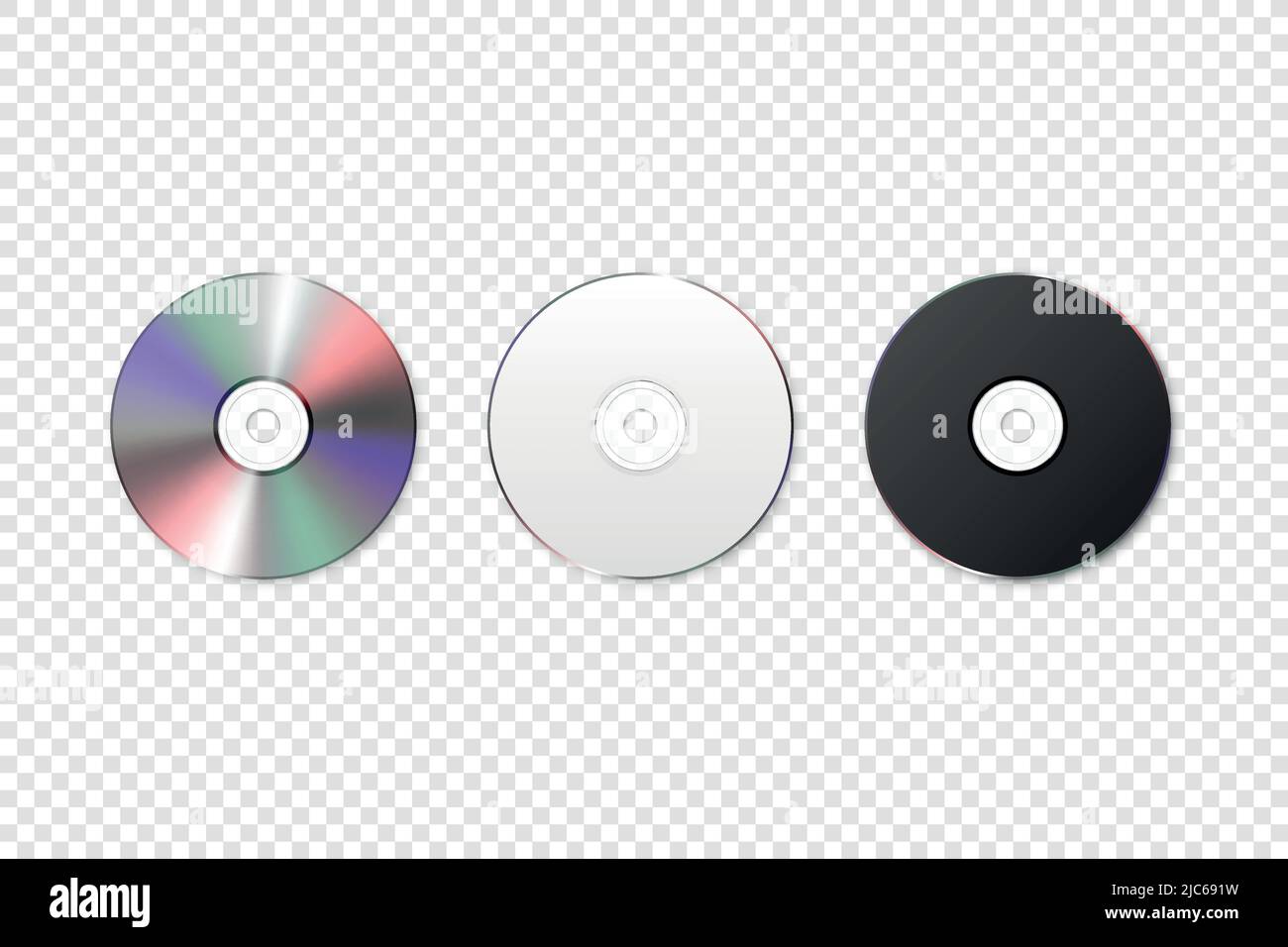 Vector 3d Realistic White, Black and Multicolor CD, DVD Closeup ...