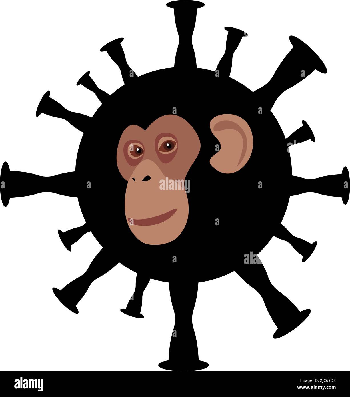 Virus cell with monkey face, medical simbolic illustration. Monkeypox ...