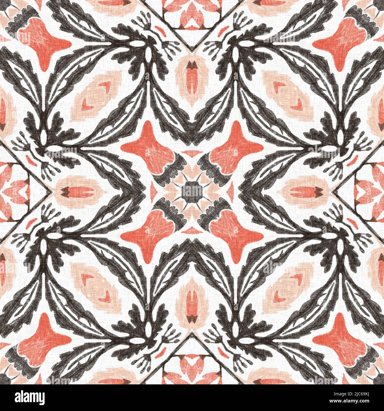 Modern boho geometric floral quilt style seamless pattern. Shabby chic ...