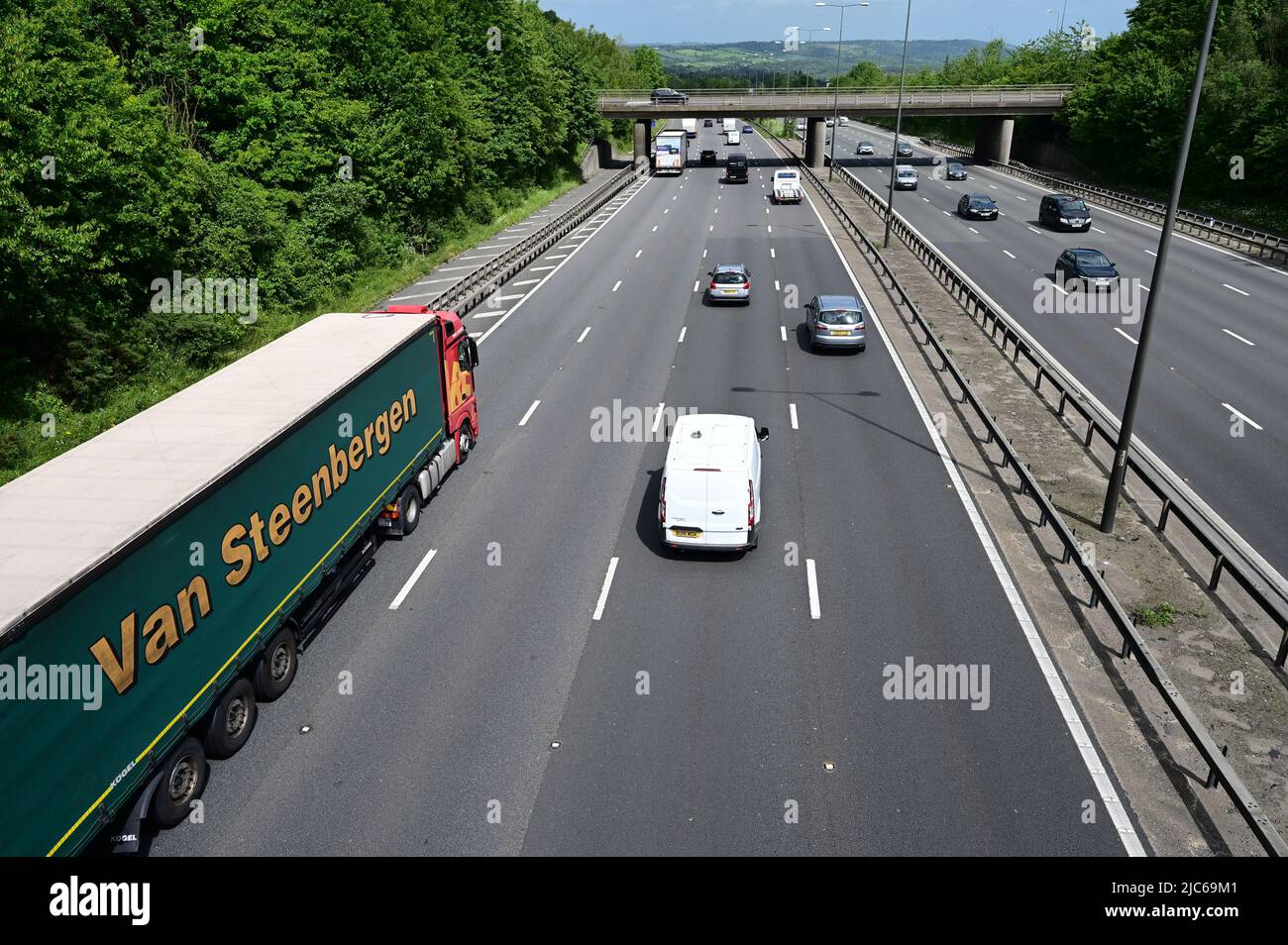 Reigate, Surrey, UK- June 10 2022: M25 looking down from Junction 8 at ...