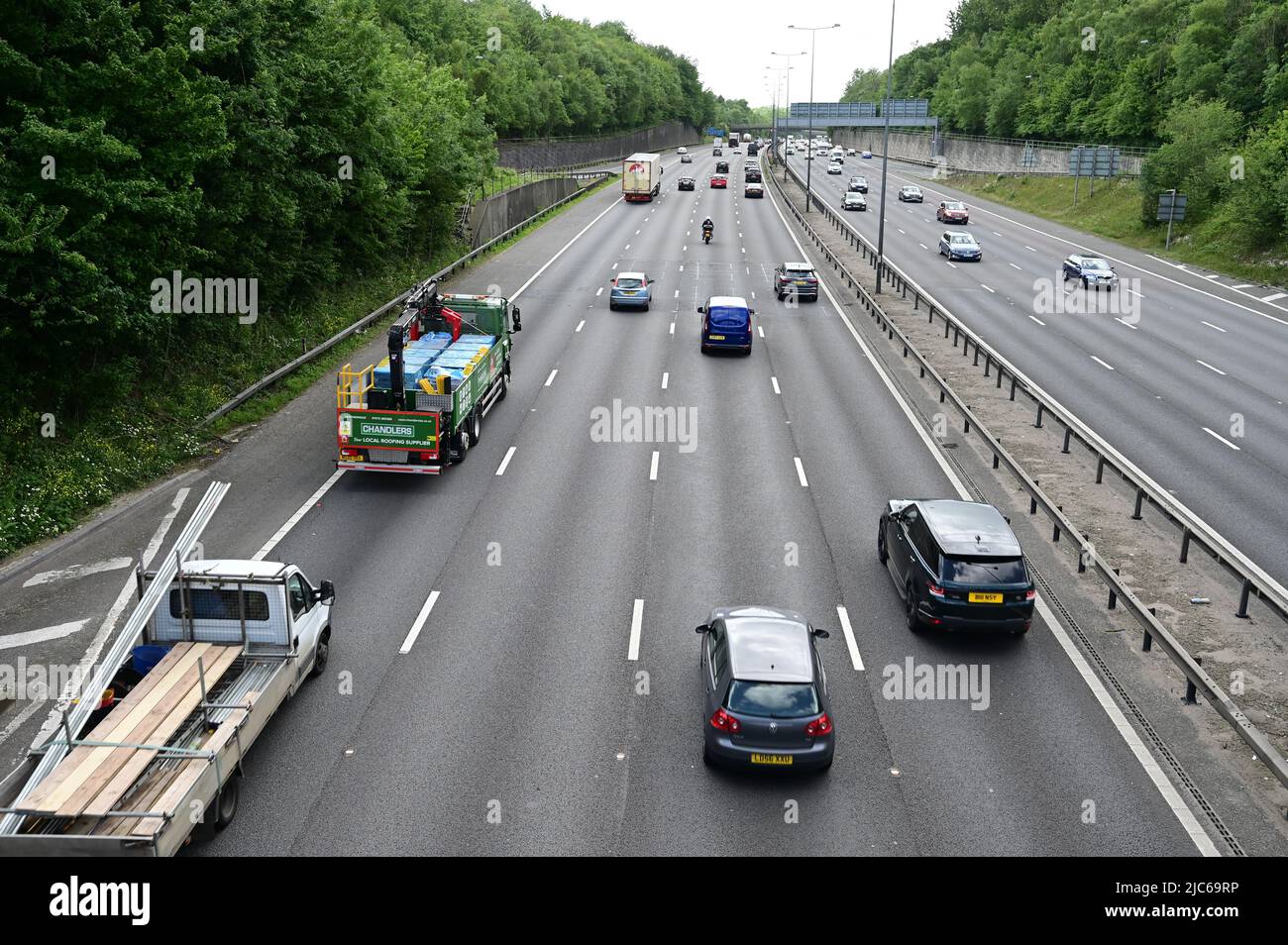 Reigate, Surrey, UK- June 10 2022: M25 looking down from Junction 8 at ...