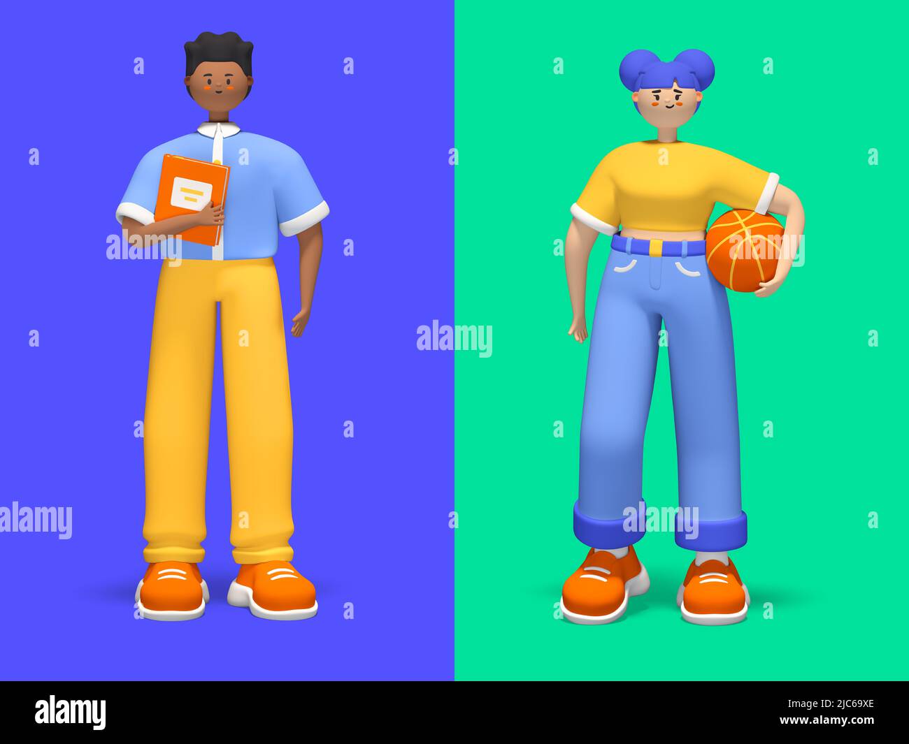 Science and sports - realistic colorful 3d illustration Stock Photo - Alamy