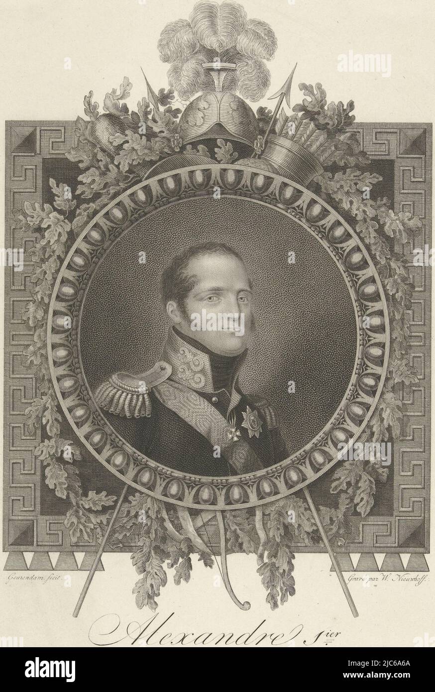 Portrait of Alexander I, Tsar of Russia, dressed in a coat with ring ...