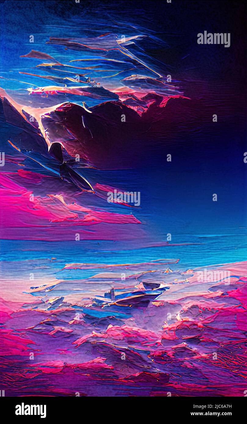 Abstract background of surreal colors and textures. Sky and clouds ...