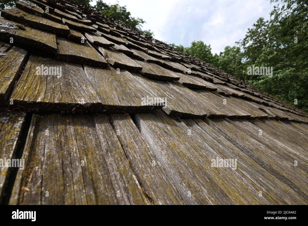 Traditional wooden roof tile of old house Stock Photo - Alamy