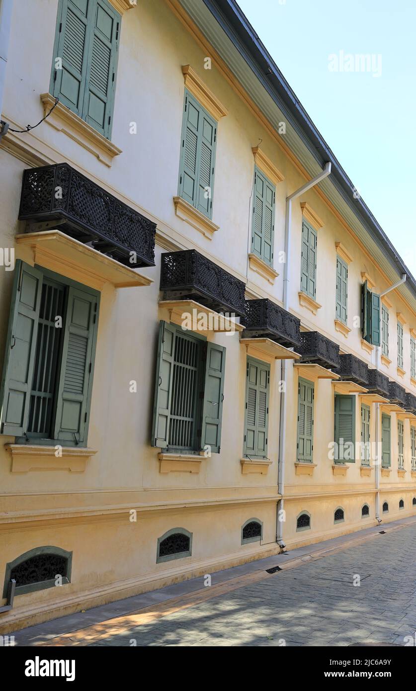 Vintage architecture building facade with beautiful windows detail in ...