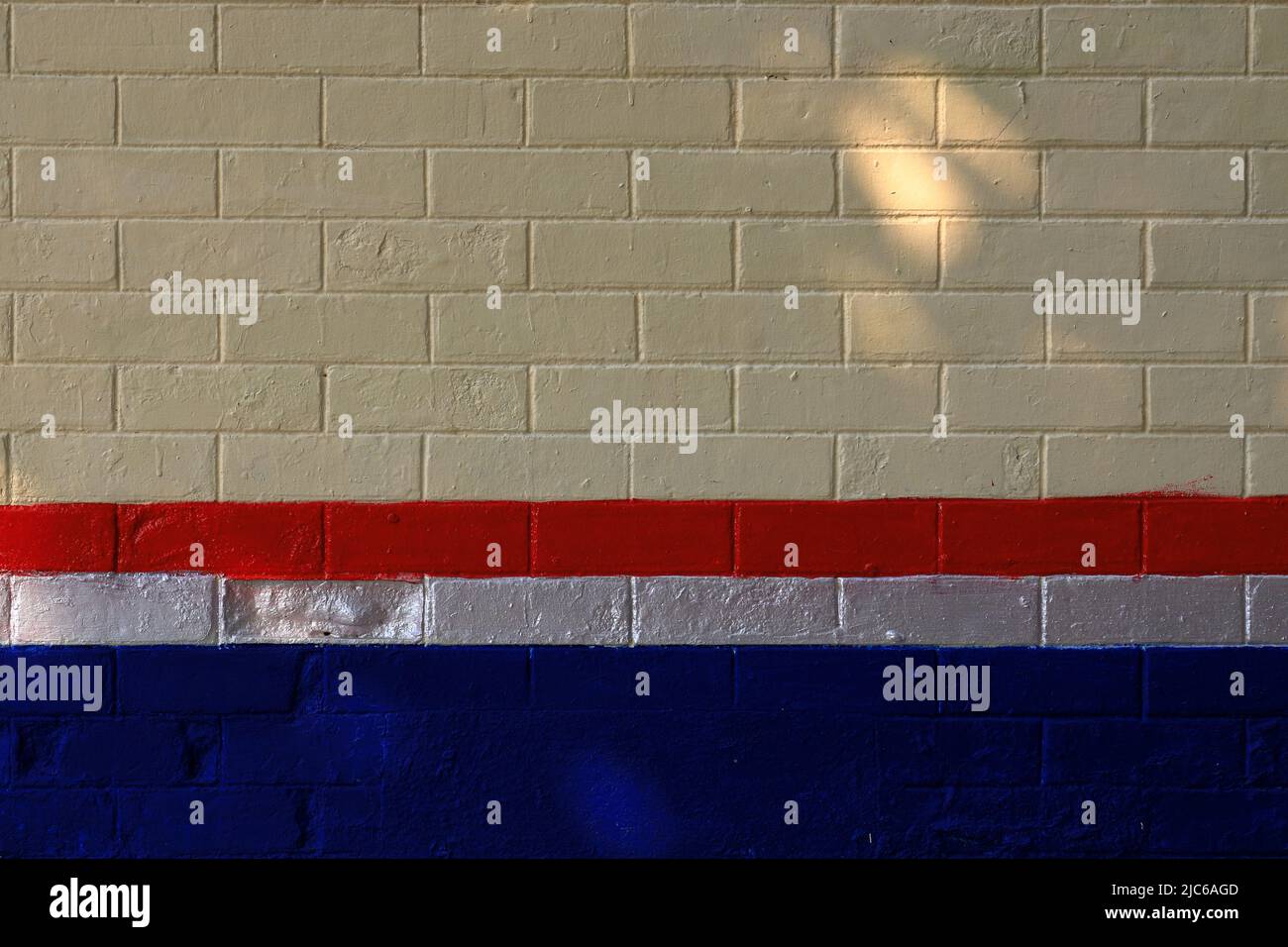 Multi Color painting on brick wall, wide panorama of masonry ...
