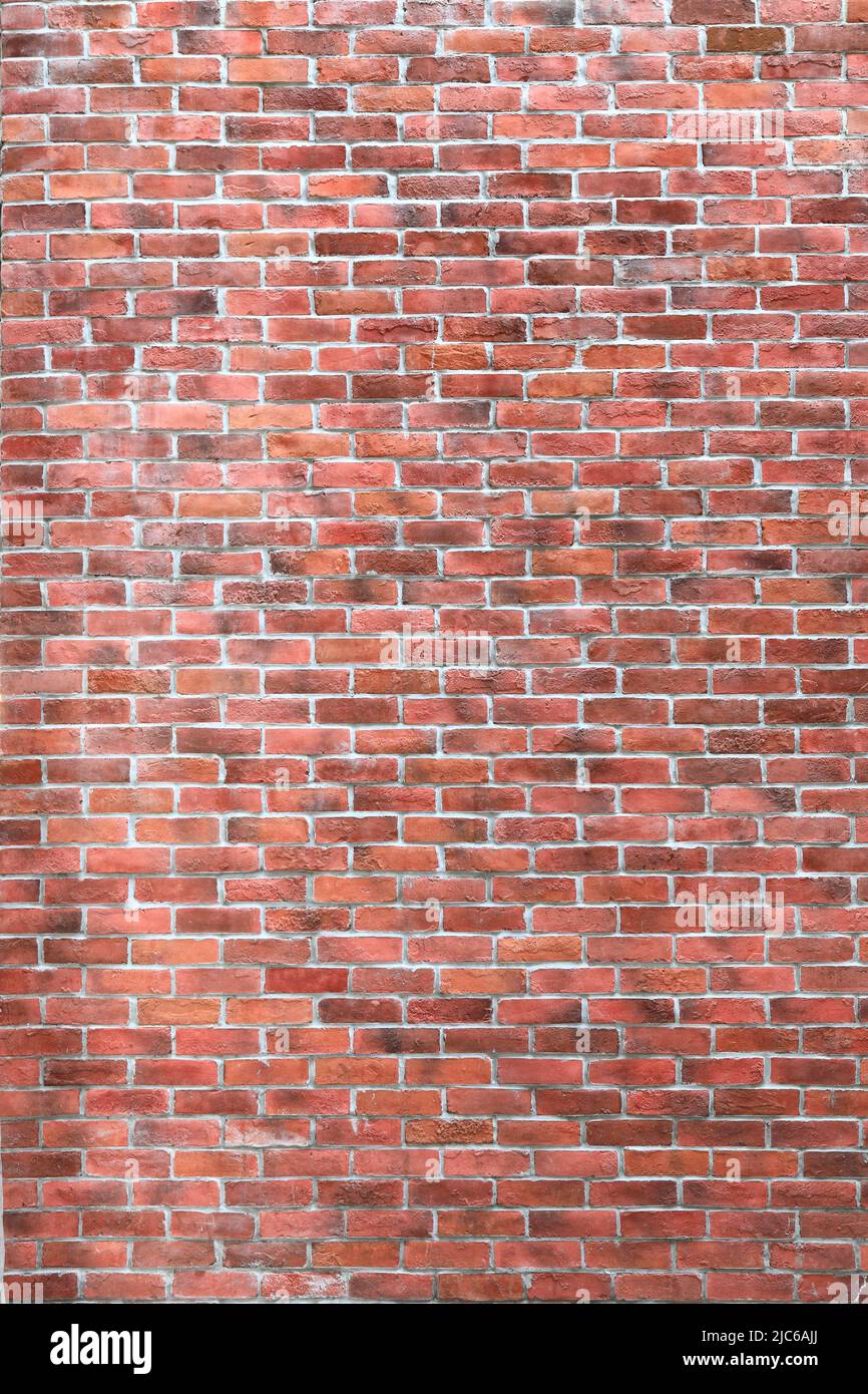 red brick wall, wide panorama of masonry, bricklaying with part of ...
