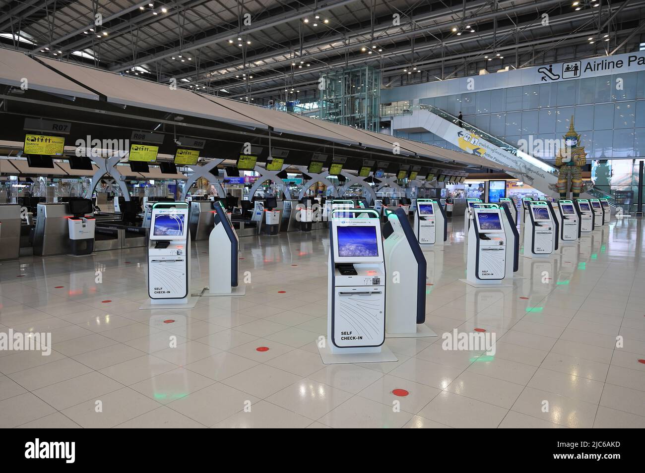 Self Check-in or Self service machine and help desk kiosk at airport ...