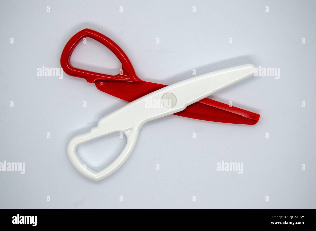 Isolated plastic scissors for preschool children on white background ...