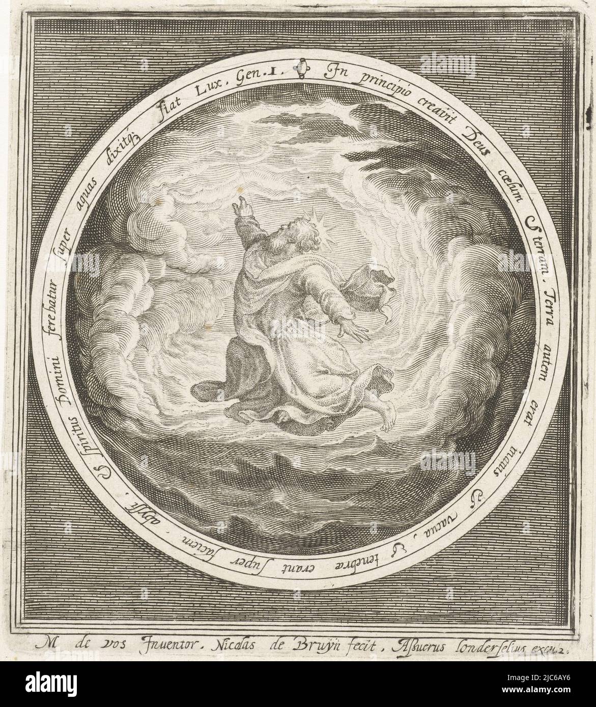 First day of creation: God creates heaven and earth. In medallion ...