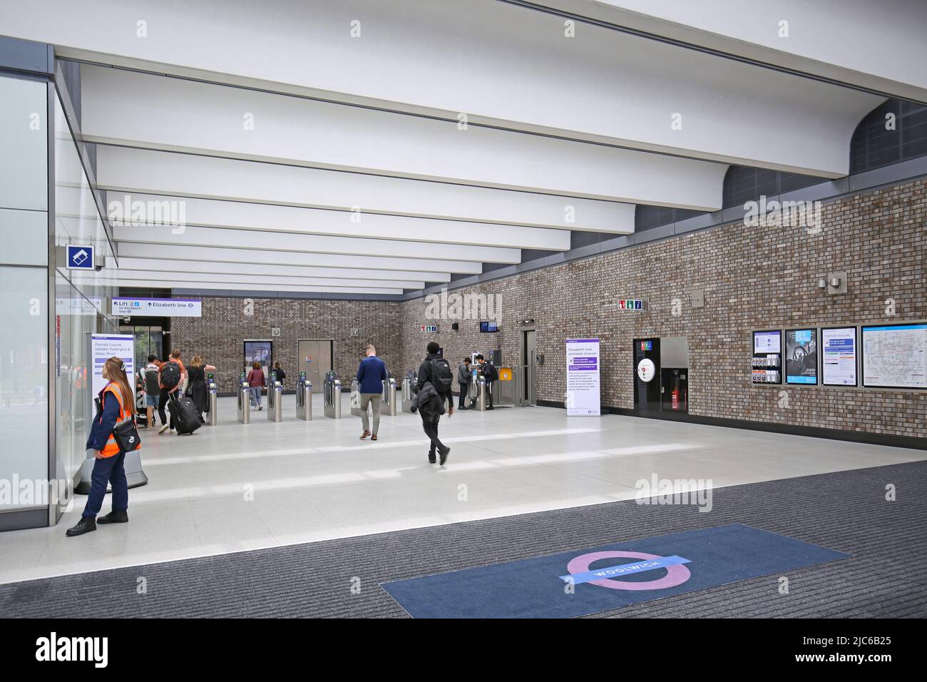 Entrance to the new Elizabeth Line (Crossrail) station at Woolwich ...