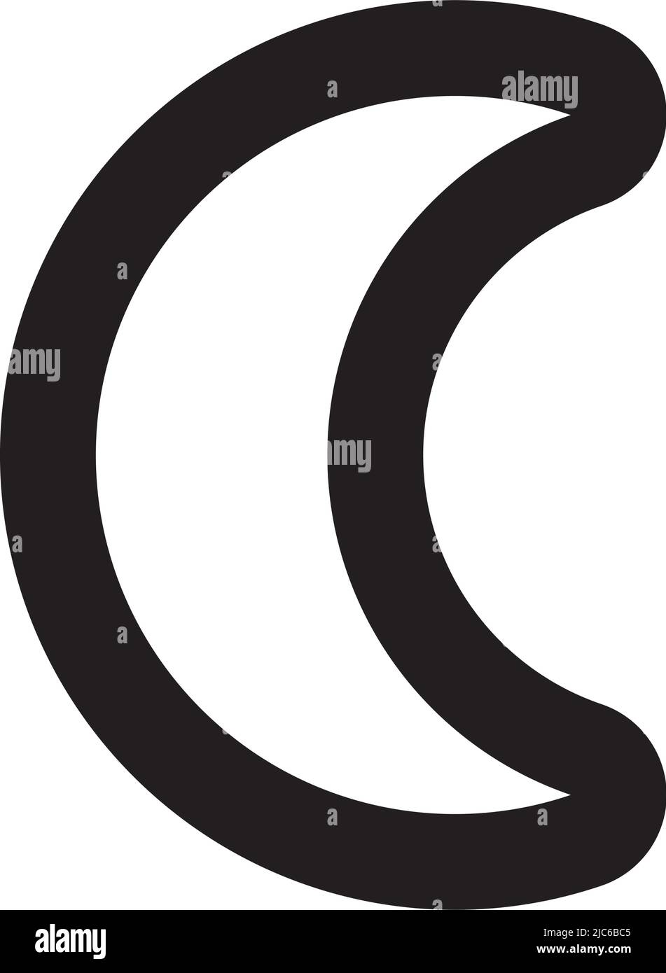 Crescent symbol shape vector icon outline stroke for creative graphic ...