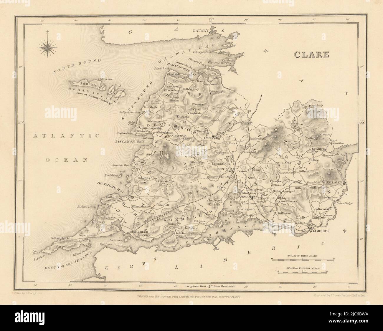 County clare antique county map hi-res stock photography and images - Alamy