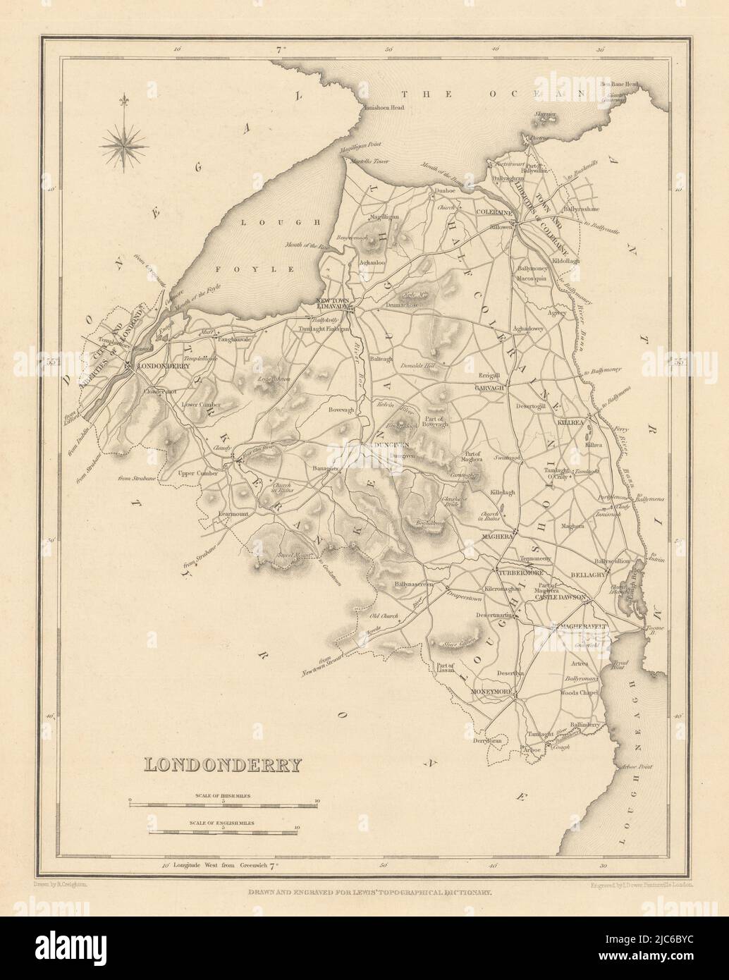 COUNTY LONDONDERRY antique map for LEWIS by CREIGHTON & DOWER - Ulster ...
