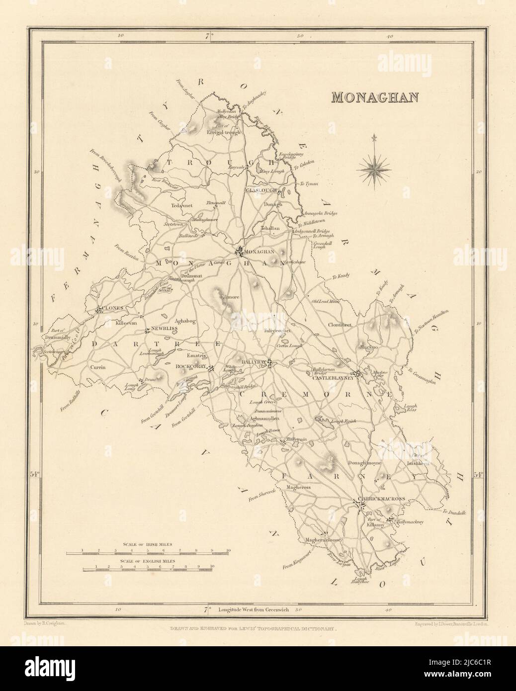 COUNTY MONAGHAN antique map for LEWIS by CREIGHTON & DOWER - Ireland ...