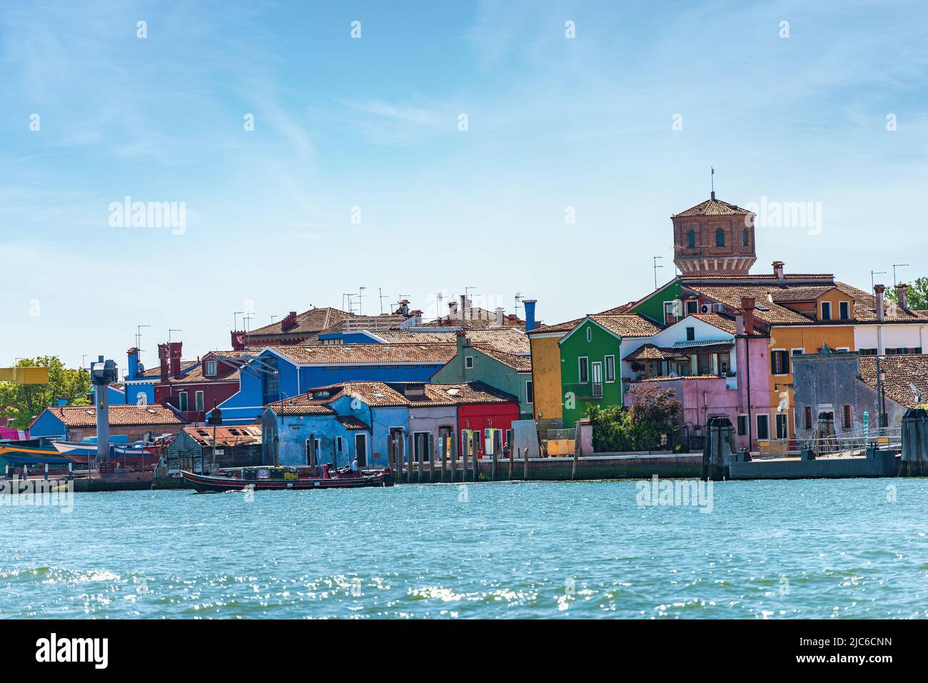Cityscape of Burano island with the multi colored houses view from the ...