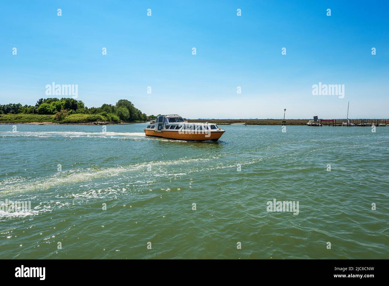 Ferry boat service that connects the two islands of Burano and Torcello ...