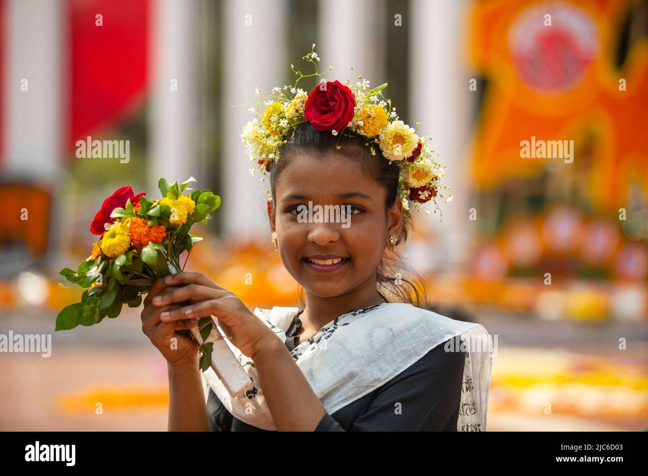 A girl came to pay homage to the martyrs of Language Movement in 1952 ...
