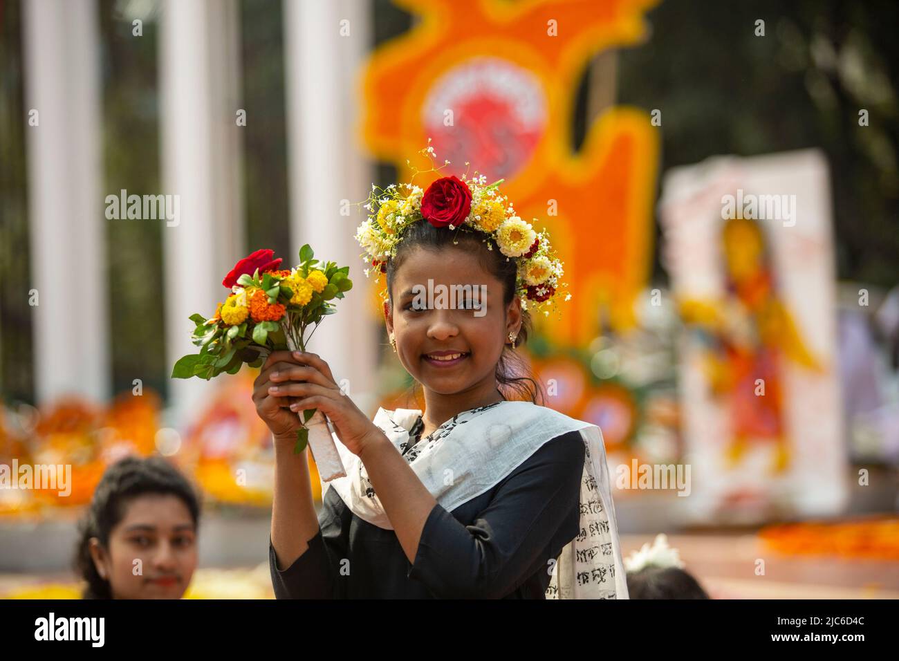 A girl came to pay homage to the martyrs of Language Movement in 1952 ...
