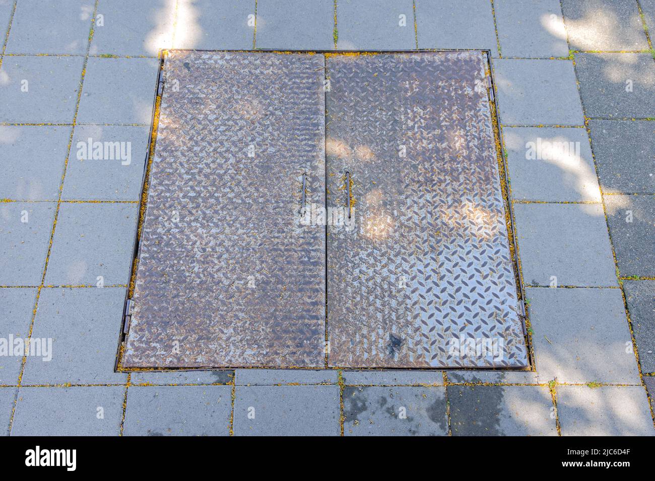 Pavement Inspection Hatch Access Double Metal Door Closed Stock Photo ...