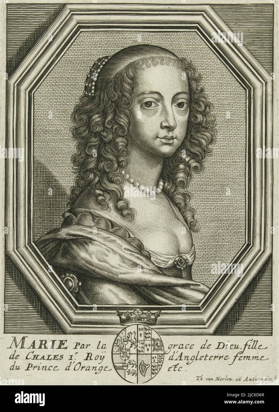 Portrait of Maria Henrietta in an octagonal frame. At bottom center her ...