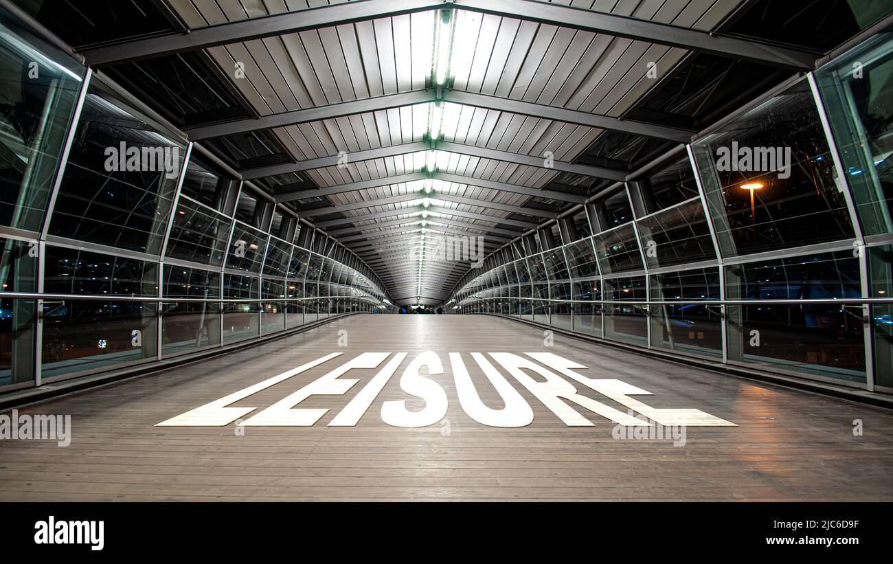 Street Sign the Direction Way to Leisure Stock Photo - Alamy