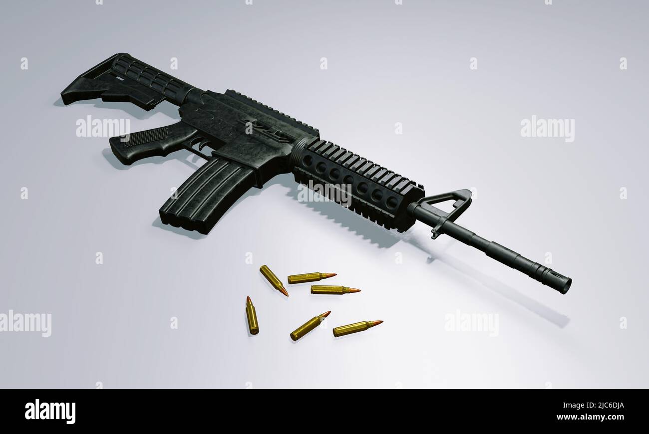 3d render of isolated assault rifle M4 carbine for gun control Stock ...