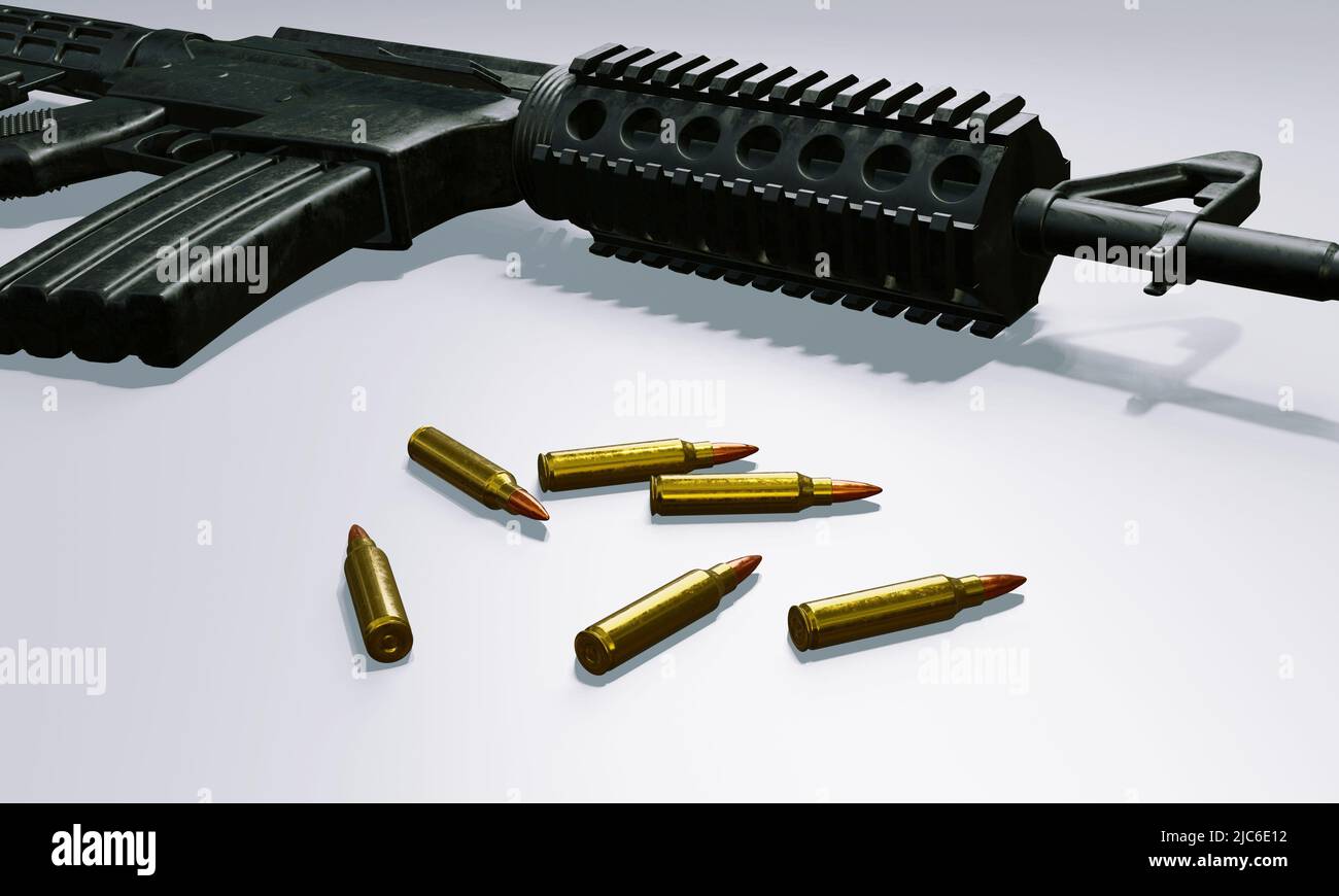 3d render of isolated assault rifle M4 carbine for gun control Stock ...