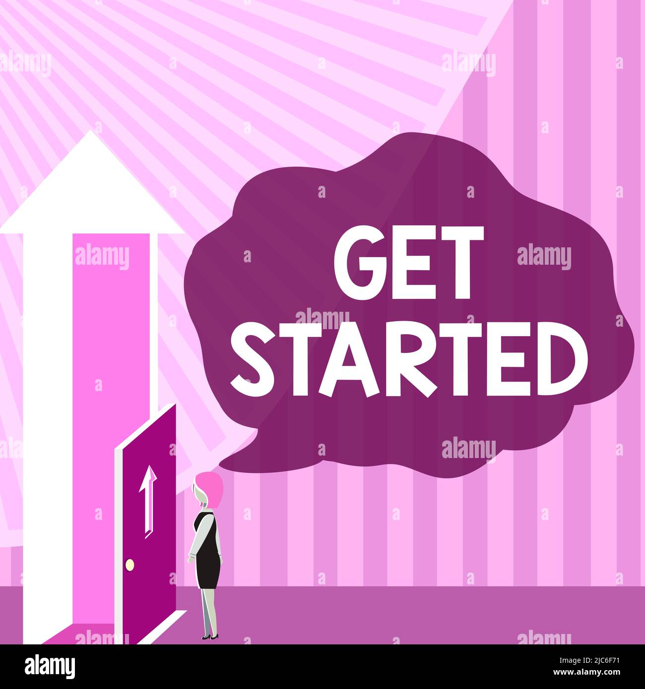 Conceptual display Get Started. Internet Concept asking someone to begin task endeavour or ...