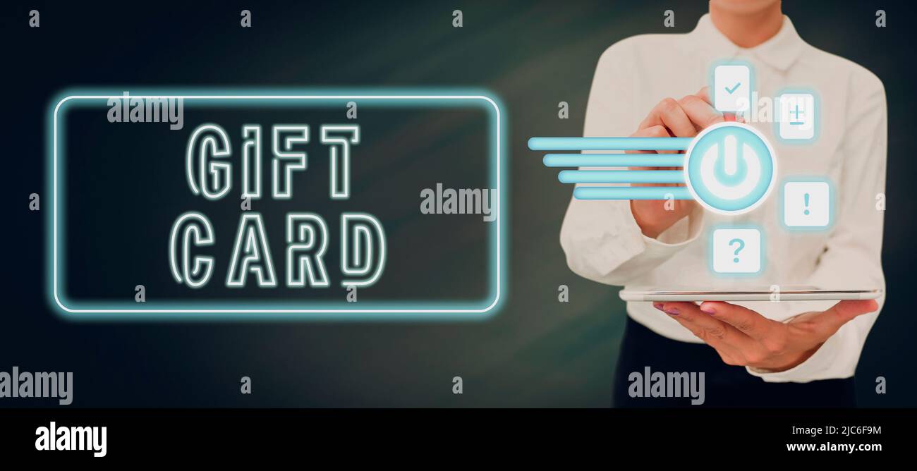 Hand writing sign Gift Card. Concept meaning A present usually made of ...