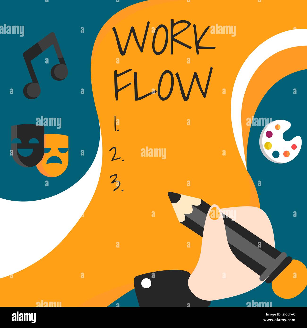 Handwriting text Work Flow. Business showcase Continuity of a certain task to and from an office ...