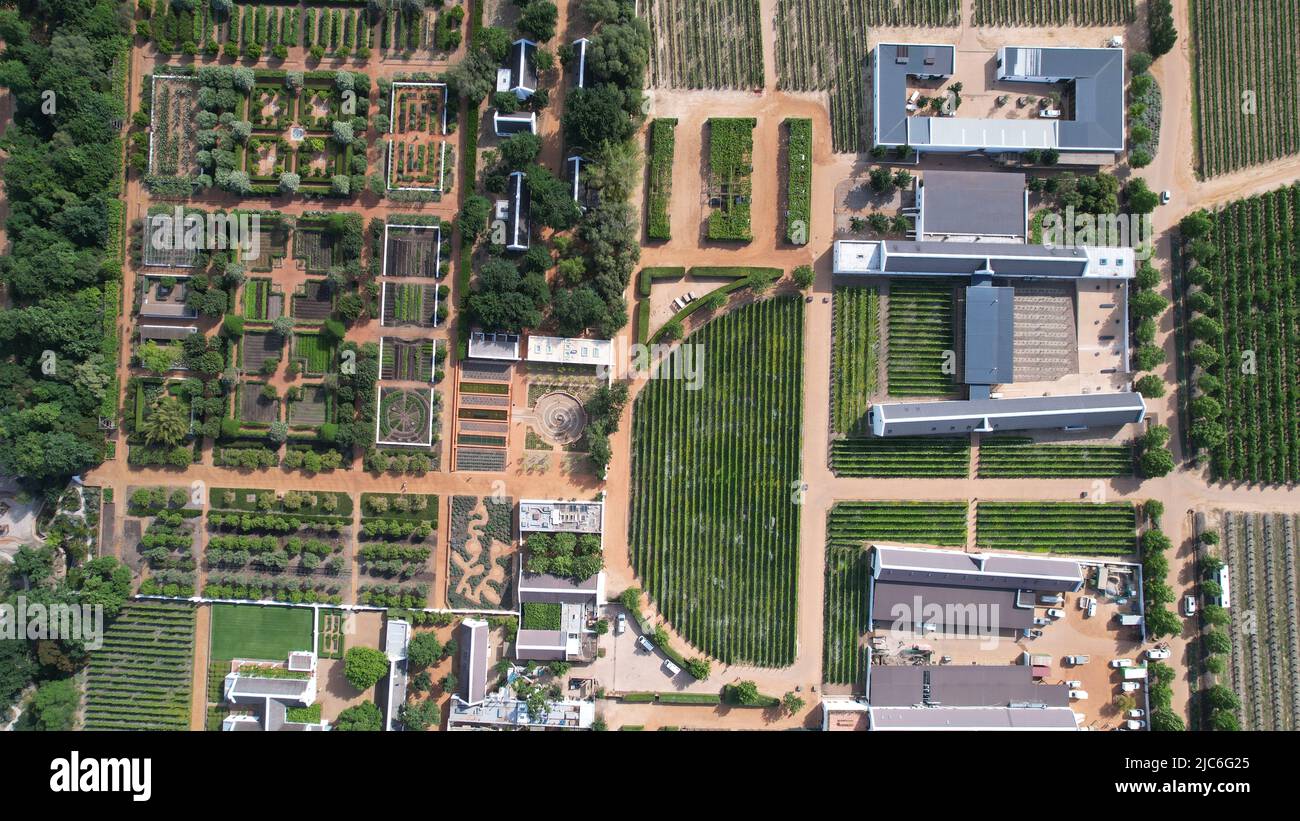 Kirstenbosch botanic gardens, Cape Town gardens, aerial drone view ...