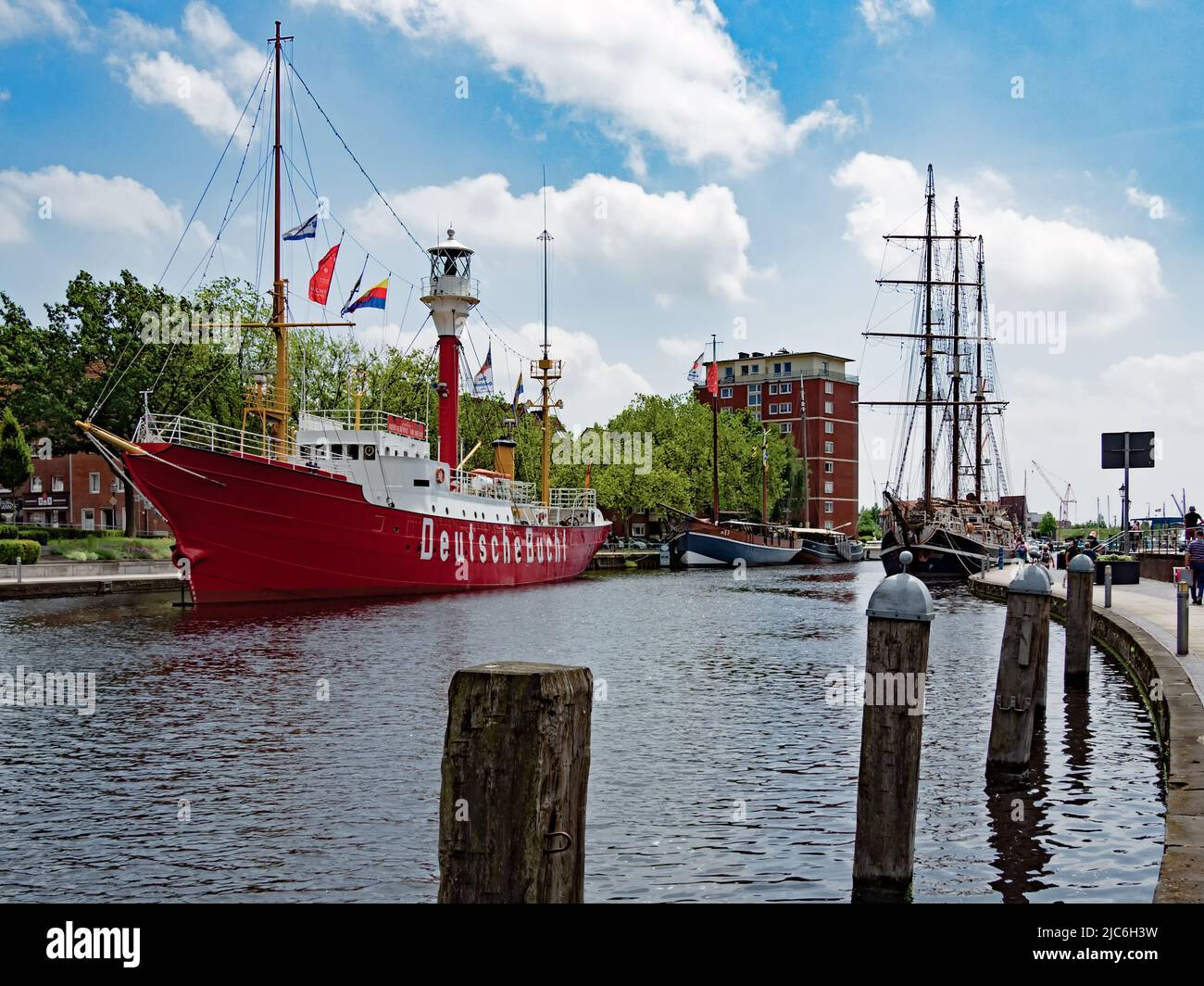 Emden, Lower Saxony, Germany - 19 June 2021: Inland port Ratsdelft in ...