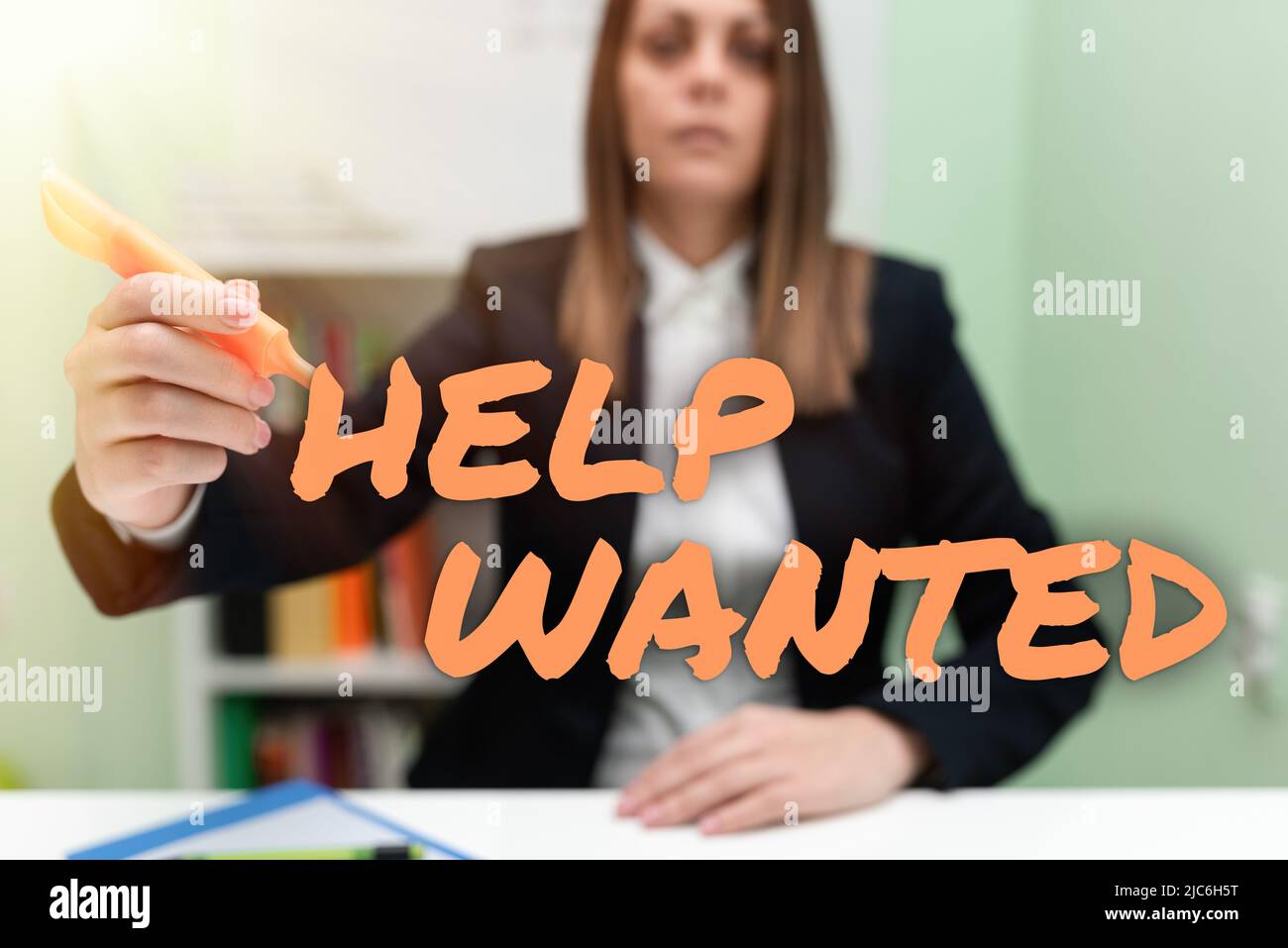 Hand writing sign Help Wanted. Business overview advertisement placed ...