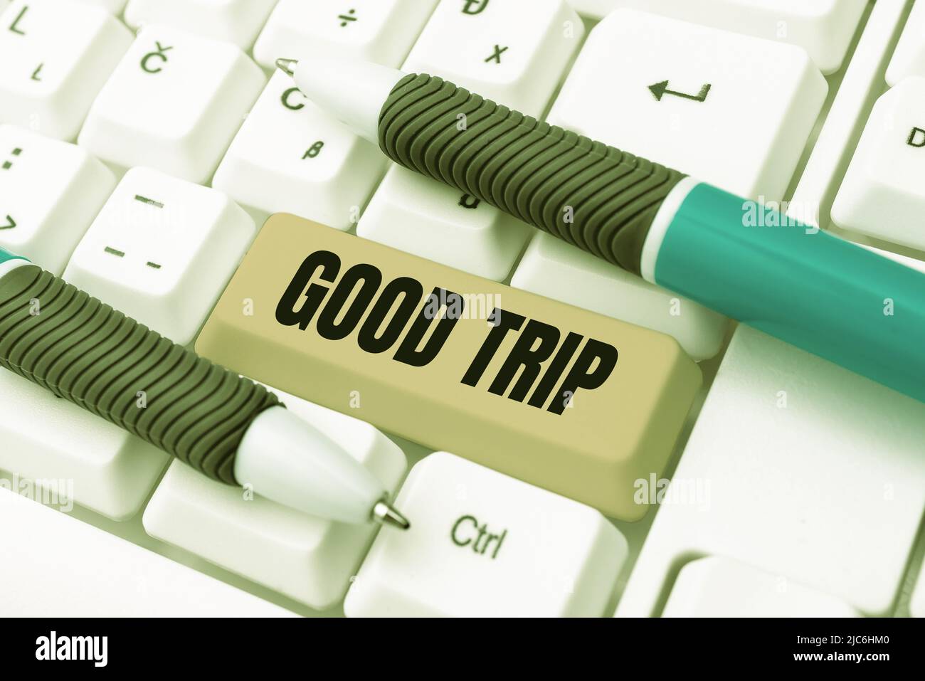 Hand writing sign Good Trip. Business showcase A journey or voyage,run ...