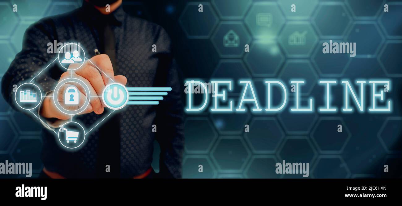 Conceptual caption Deadline. Concept meaning Period of time by which ...