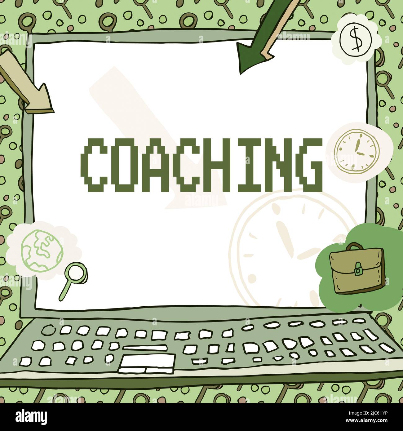 Handwriting text Coaching. Business concept person supports client in ...