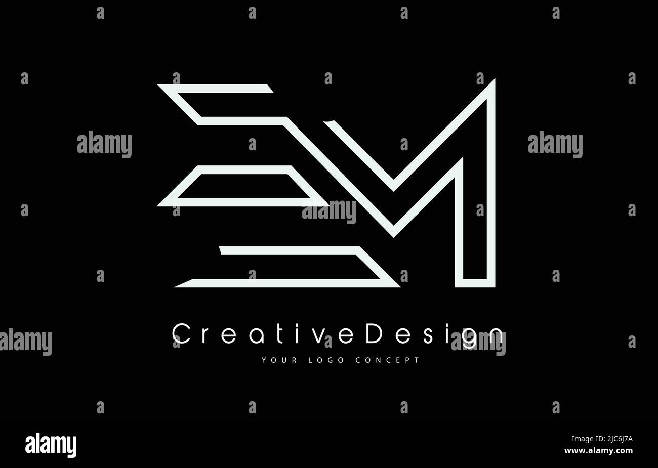 EM E M Letter Logo Design in White Colors. Creative Modern Letters ...