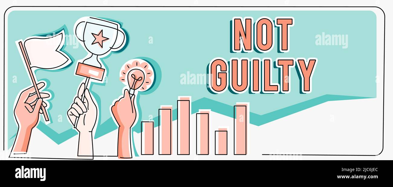 Text showing inspiration Not Guilty. Concept meaning someone is ...