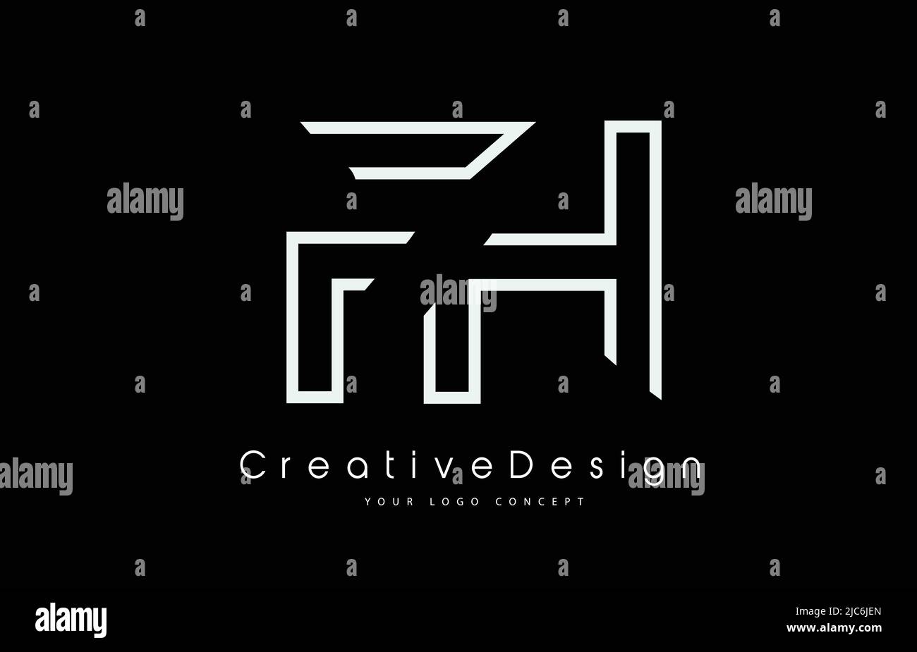FH F H Letter Logo Design in White Colors. Creative Modern Letters ...